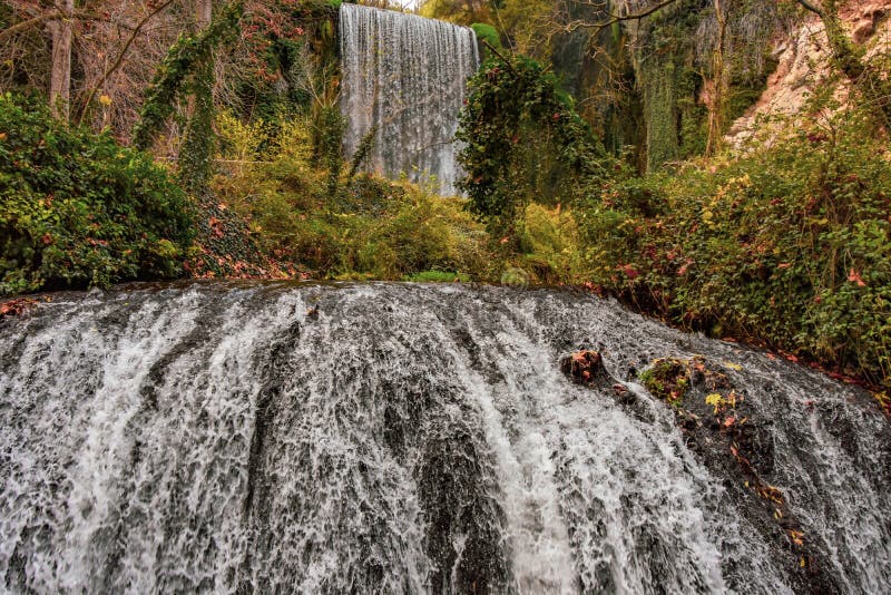 Beautiful and Unusual Waterfalls in Mountains of Spain Stock Image ...