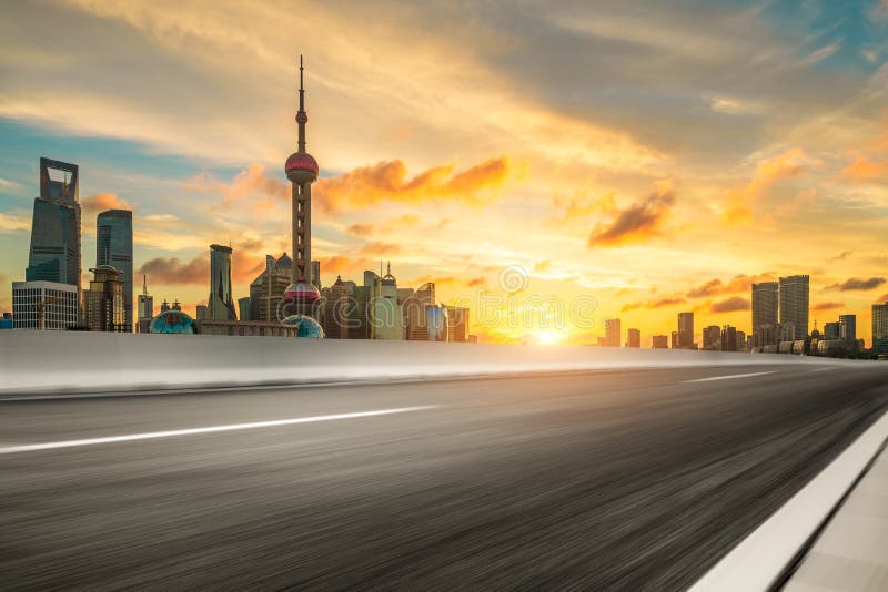 Beautiful Urban Architectural Scenery and Empty Asphalt Road in ... Beautiful Urban Architectural Scenery and Empty Asphalt Road in ...