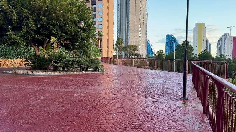 A Beautiful Urban Pathway with Modern Architecture Harmonizing with ...