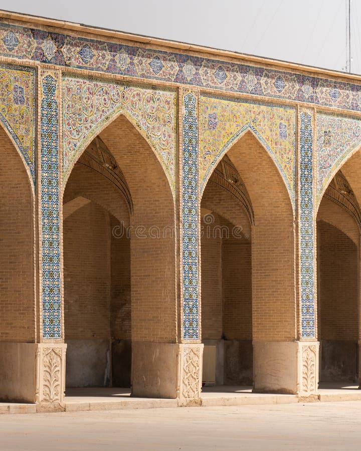 Beautiful Vakil Mosque in Shiraz, Iran with Blue and Gold Tile Work ...