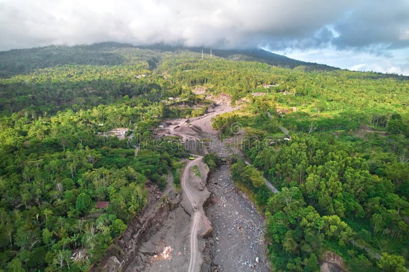 A Beautiful Valley Under an Active Volcano. an Old River Made of Ash ...