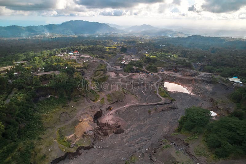 A Beautiful Valley Under an Active Volcano. an Old River Made of Ash ...