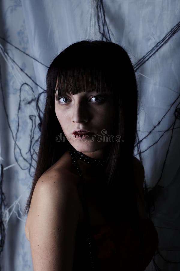 Beautiful Vampire on Halloween Party Stock Photo - Image of brunette ...