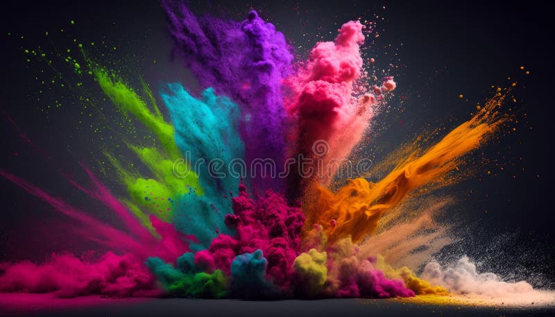 Beautiful Various Colors Powder Beautiful Explosion Generative AI Stock ...