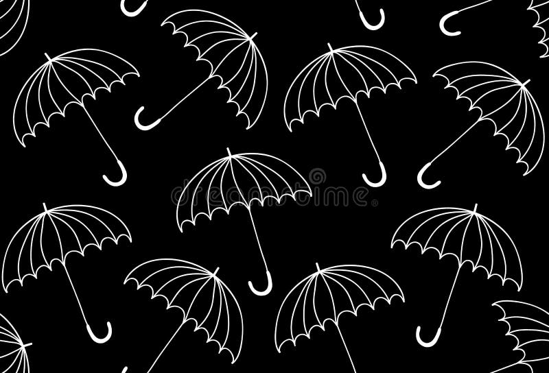 Beautiful Vector Black and White Seamless Pattern with Umbrellas Stock ...