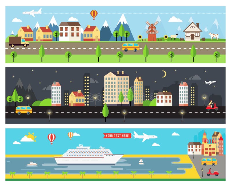 City banners stock vector. Illustration of cartoon, field - 16602101