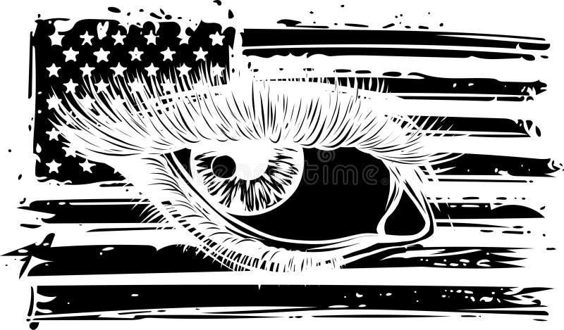 Black Silhouette of Beautiful Eye with American Flag Stock Vector ...