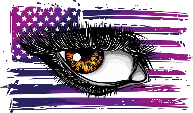 Vector Illustration of Beautiful Eye with American Flag Stock Vector ...