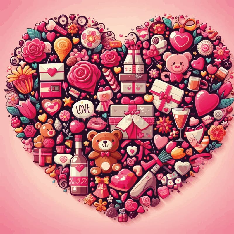 Beautiful Vector Illustration On The Theme Of Valentine S Day Stock