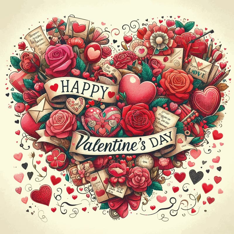 Beautiful Vector Illustration On The Theme Of Valentine S Day Stock