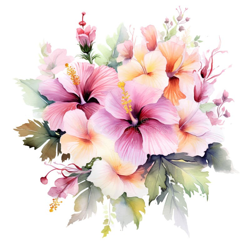 Beautiful Vector Image with Nice Watercolor Hand Drawn Flower Wreath ...
