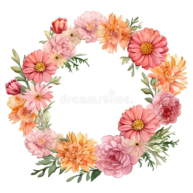 Beautiful Vector Image with Nice Watercolor Hand Drawn Flower Wreath ...