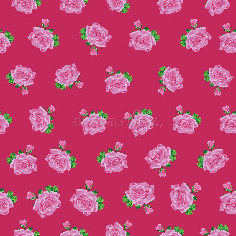 Pink Rose Watercolor Seamless Repeat Pattern Print Background Stock ...