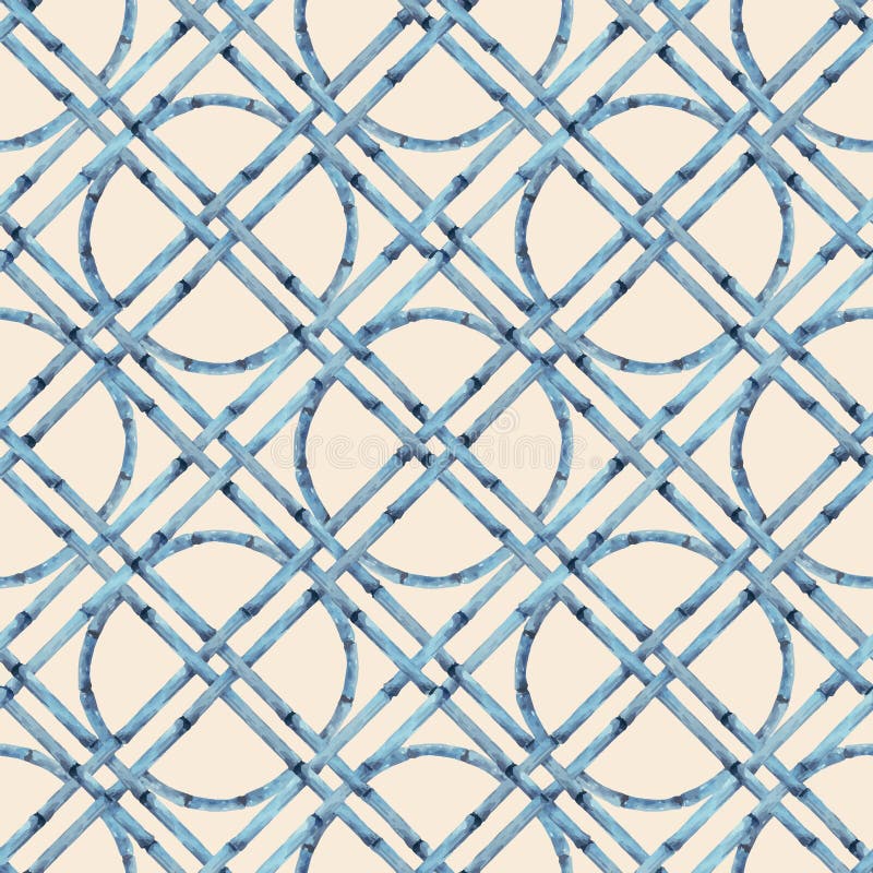Beautiful Vector Seamless Pattern with Hand Drawn Bamboo Lattice in ...