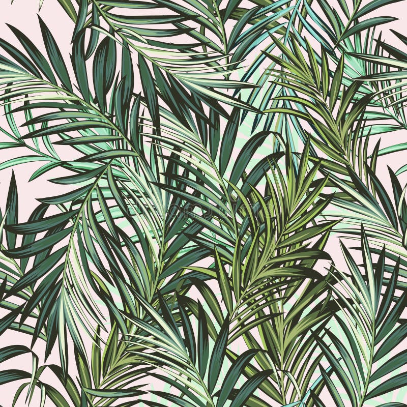 Beautiful Vector Tropical Palm Leaves Pattern in Elegant Style Stock ...
