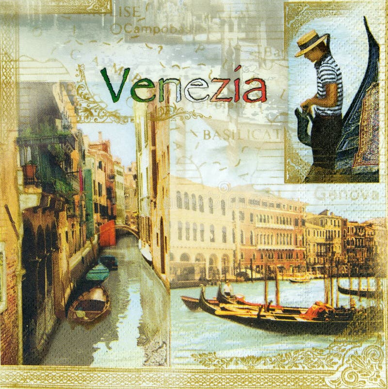 Beautiful Venezia Pattern on Napkin Stock Image - Image of italy ...