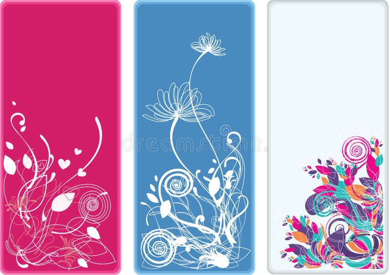 Beautiful Vertical Floral Bookmarks and Banners Stock Vector ...