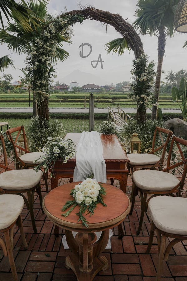 Beautiful Vertical Shot of a Decorated Open-air Wedding Reception Stock ...