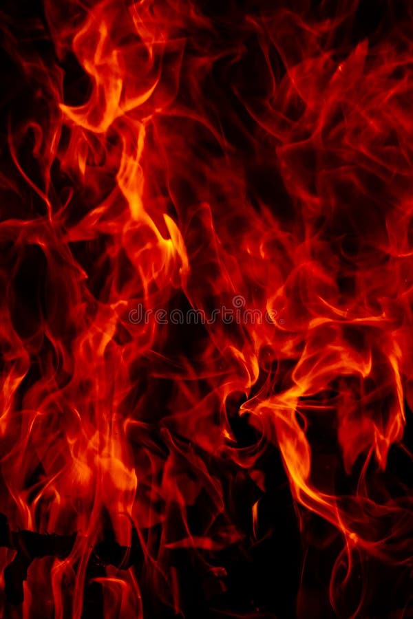 Beautiful Vertical Shot of a Large Burning Fire at Night Stock Image ...