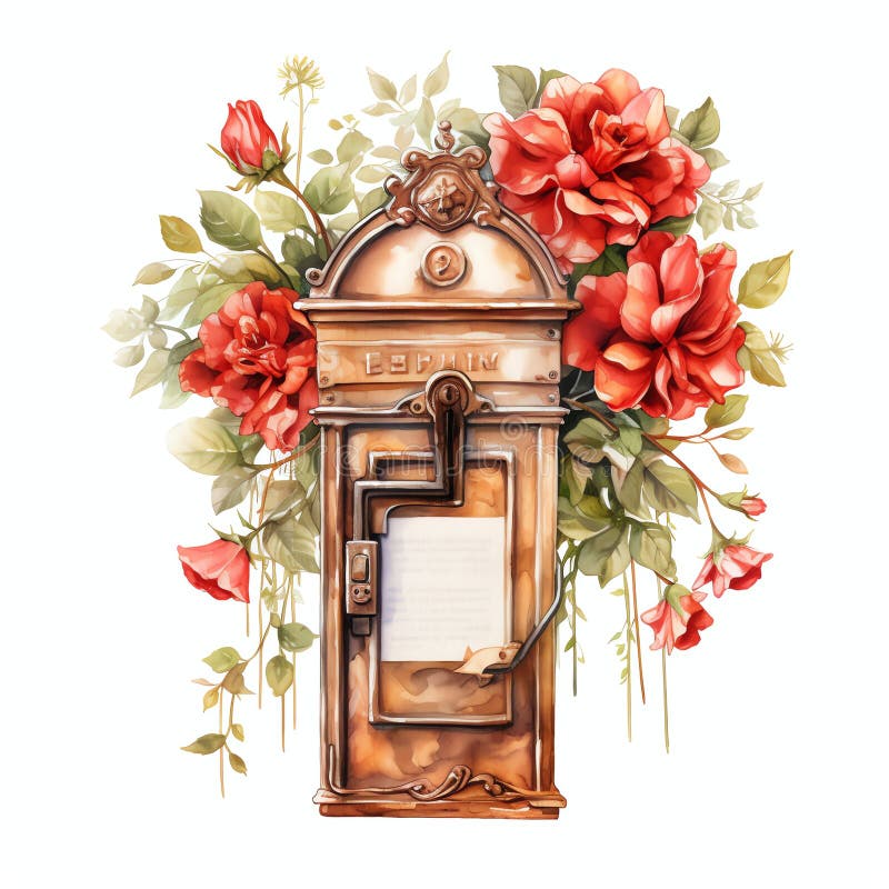 Beautiful Vibrant Floral Post Box Clipart Illustration Stock ...