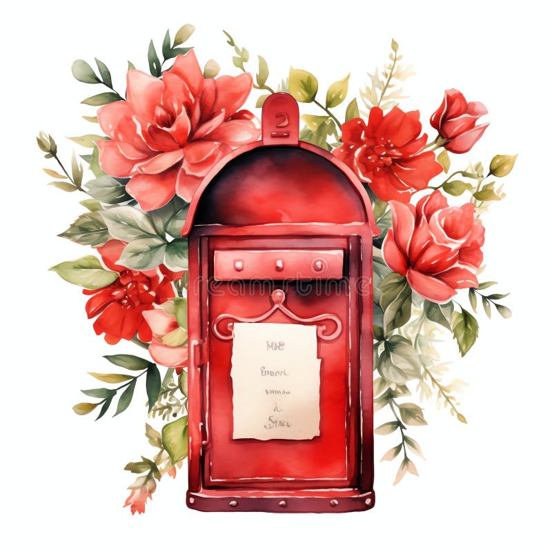 Beautiful Vibrant Floral Post Box Clipart Illustration Stock ...