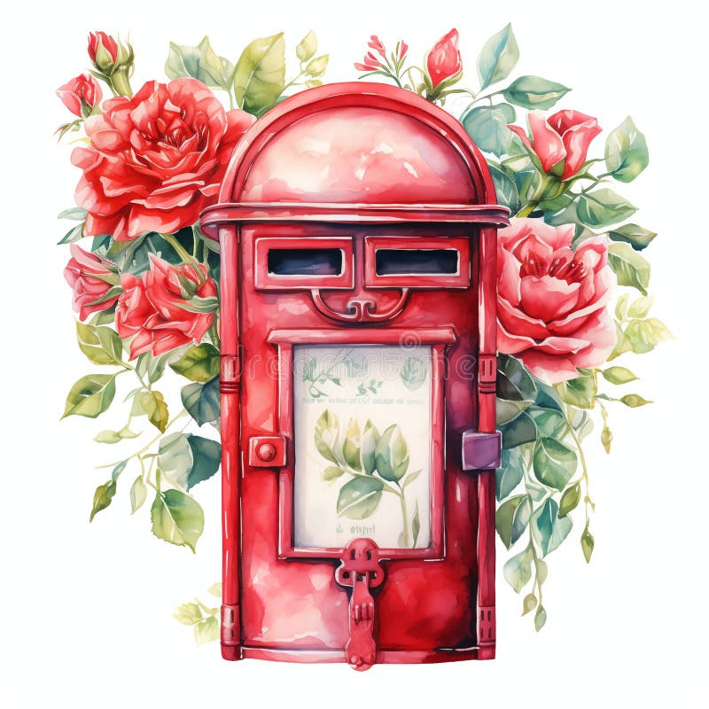 Beautiful Vibrant Floral Post Box Clipart Illustration Stock ...