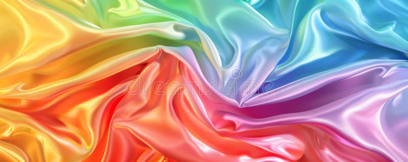 Vibrant Rainbow-colored Silk Fabric with Soft, Flowing Texture Stock ...