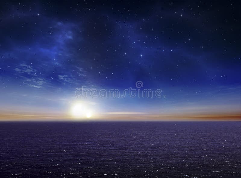 Beautiful Vibrant Ocean Night Sky Stock Image - Image of vibrant ...
