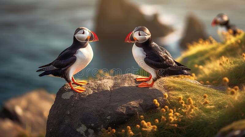 Puffins Cliff Top Stock Illustrations – 147 Puffins Cliff Top Stock ...