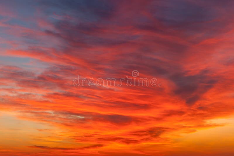 Beautiful Vibrant Red Sunset Sky View Background. Stock Image - Image ...