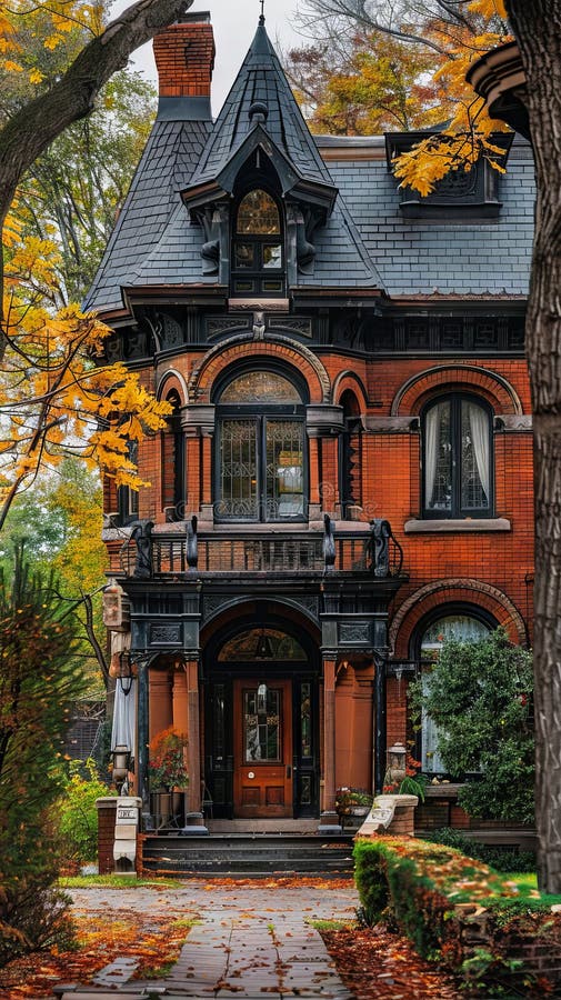 A Beautiful Victorian House in the Fall Stock Image - Image of historic ...