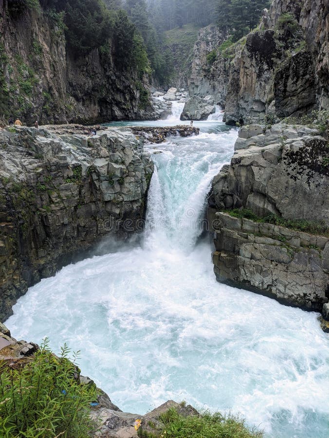 A Beautiful View of Aharbal Waterfall in Kashmir. Stock Image - Image ...