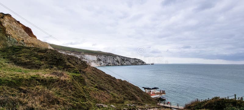 Beautiful View of Alum Bay Pebble Beach, Uk Stock Image - Image of ...
