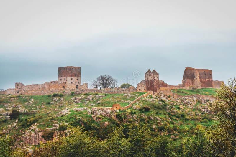 Beautiful View of Ancient Ruins Hammershus on the Island Bornholm ...
