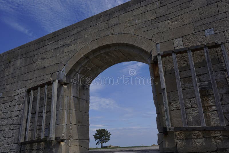 Beautiful View through Arch Entrance of Old Fort Wall Stock Photo ...