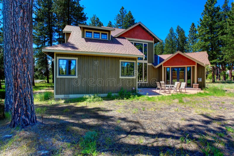Beautiful View of Backyard Deck Stock Image - Image of sunny, area ...