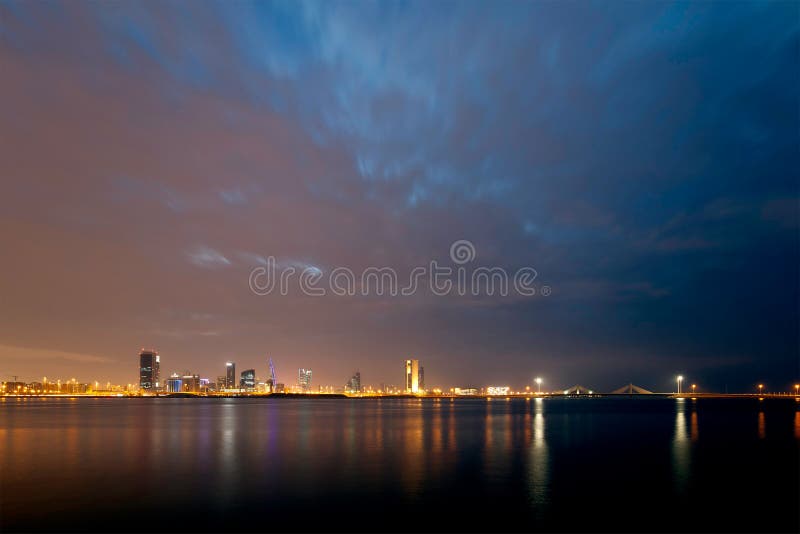 Bahrain Skyline and Dense Cloud Stock Image - Image of orange, bahrain ...