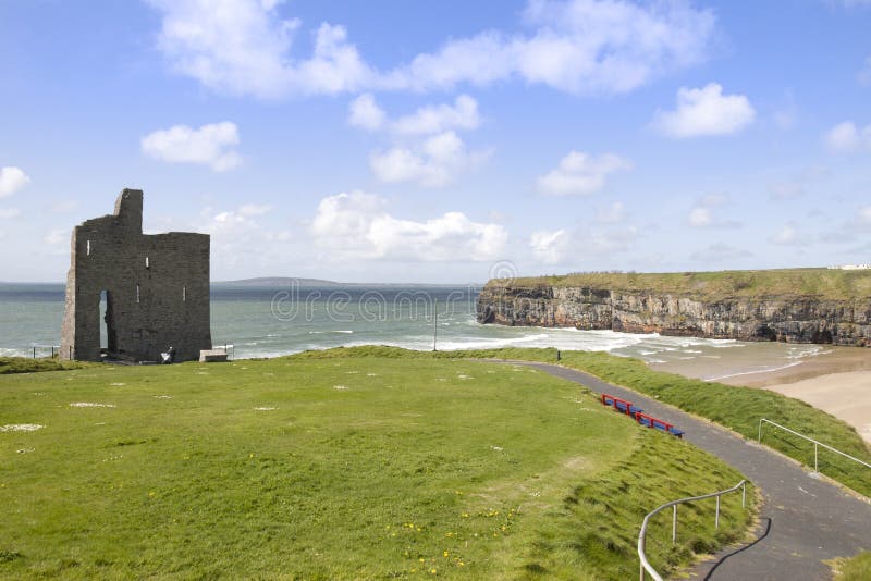Beautiful View of Ballybunion Cliffs Castle and Beach Stock Image ...