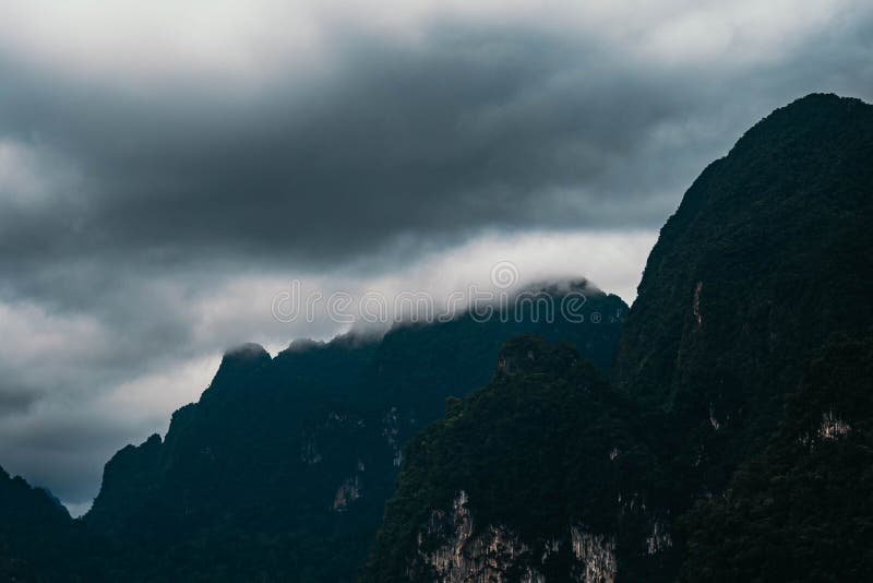 Beautiful View of a Big Fluffy Cloud Over the Mountain Range Stock ...