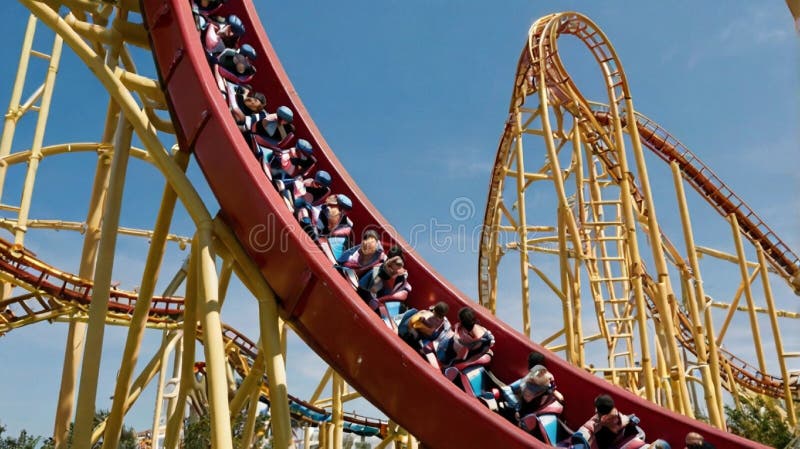 Beautiful View of a Big Roller Coaster in Action Stock Illustration ...