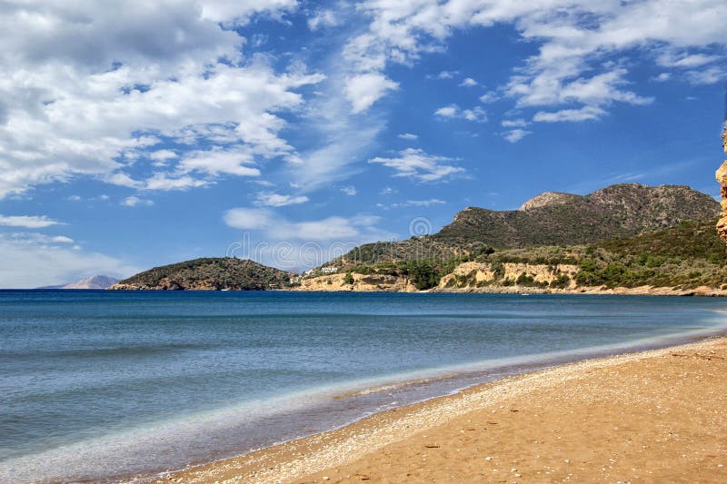Beautiful View of Blue Sea and the Beach on Samos Island Stock Photo ...