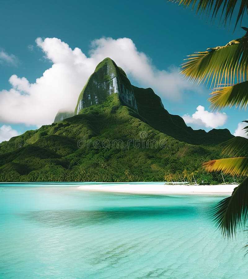 Beautiful View, Bora Bora, French Polynesia Stock Illustration ...