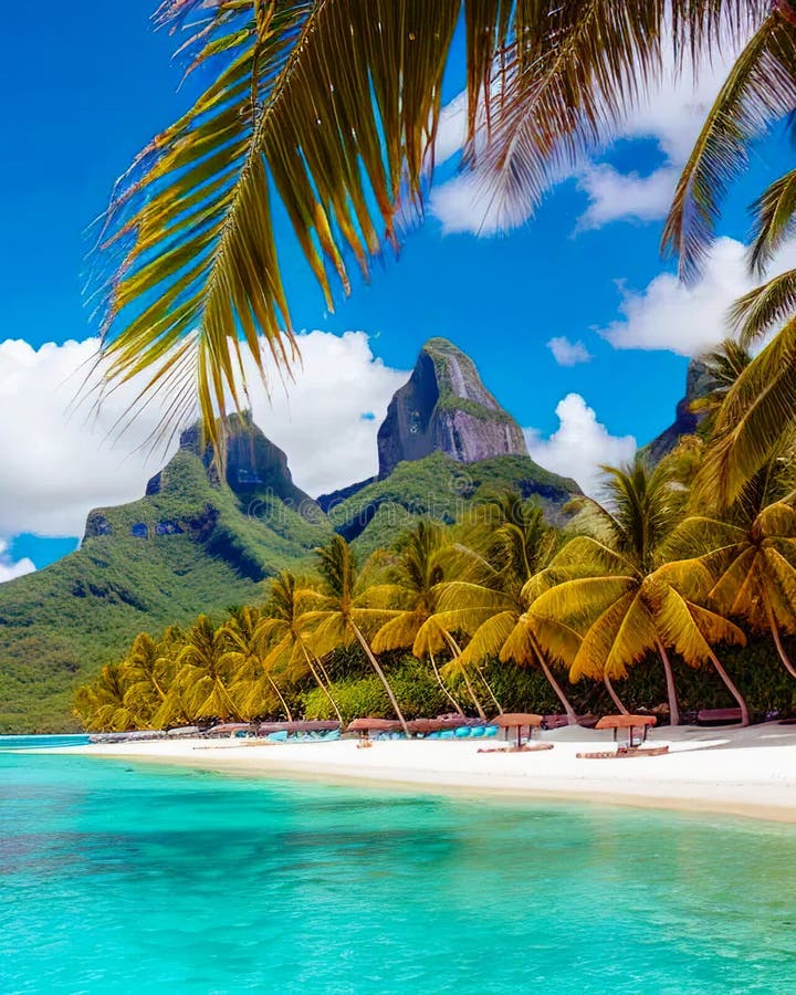 Beautiful View, Bora Bora, French Polynesia Stock Illustration ...