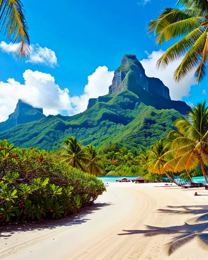 Beautiful View, Bora Bora, French Polynesia Stock Illustration ...