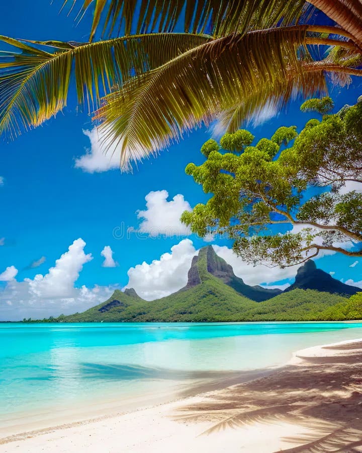 Beautiful View, Bora Bora, French Polynesia Stock Illustration ...