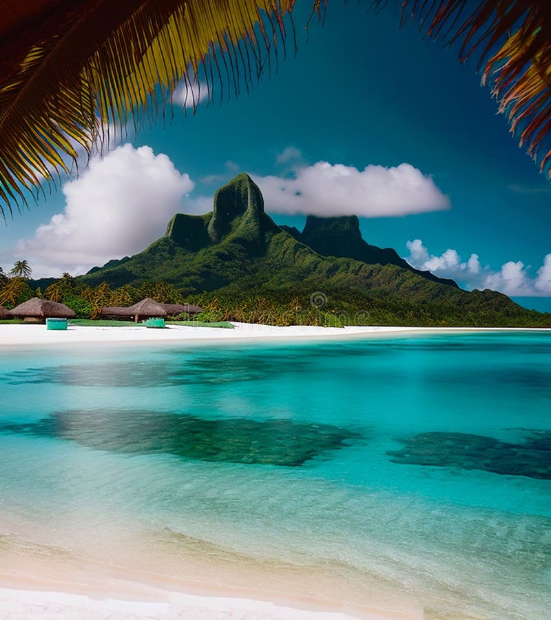 Beautiful View, Bora Bora, French Polynesia Stock Illustration ...