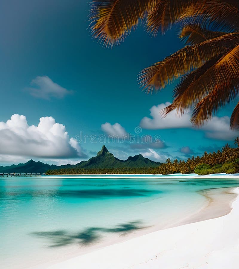 Beautiful View, Bora Bora, French Polynesia Stock Illustration ...