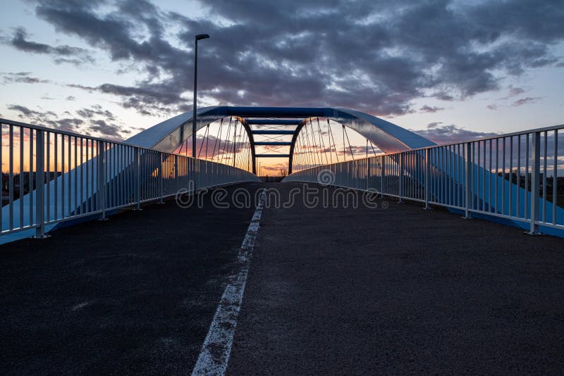 Beautiful View of a Bridge with a Cloudy Sunset Sky Background Stock ...