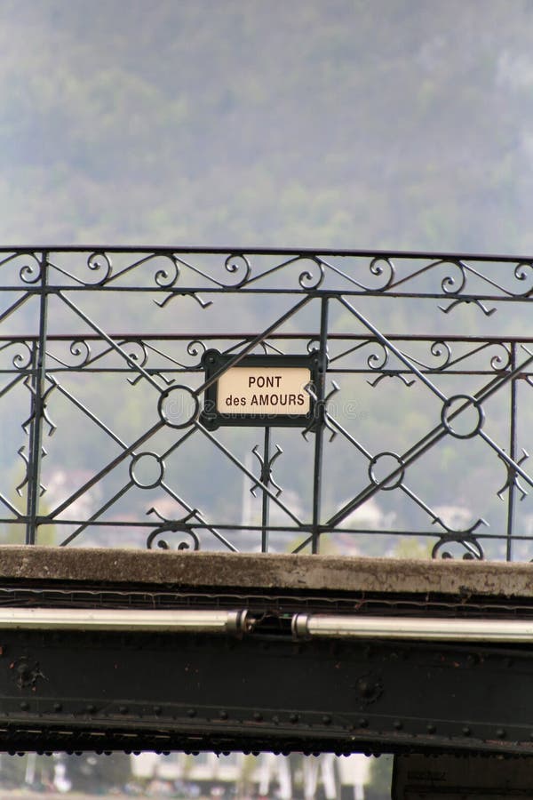 Beautiful View of a Bridge of Love with a Sign Stock Image - Image of ...