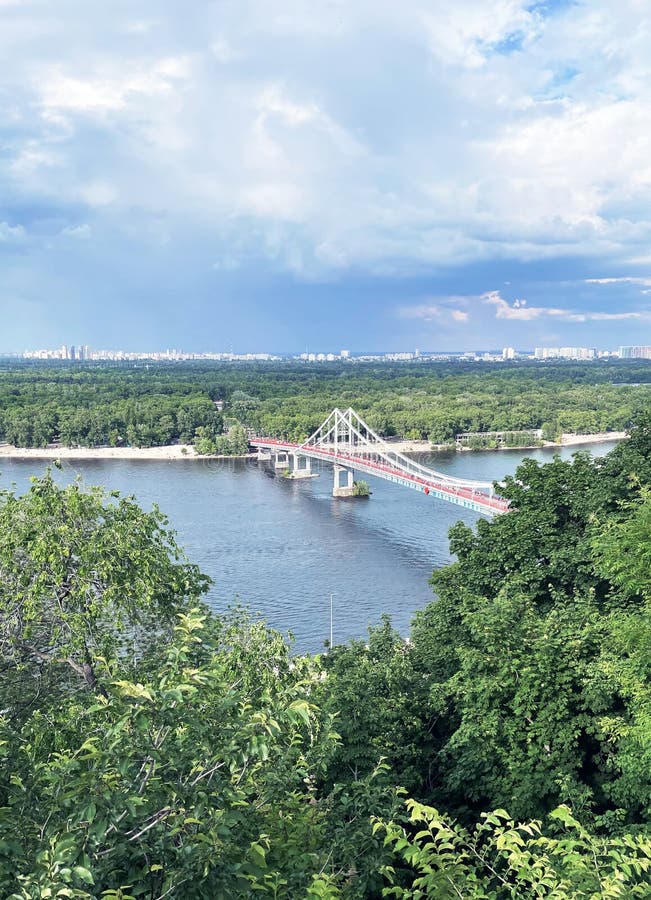 Beautiful View of the Bridge and River in the City, the Observation ...